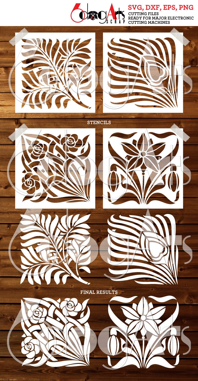 4 Tile Digital Stencil Template Designs SVG DXF Cut Files Diy - Etsy UK