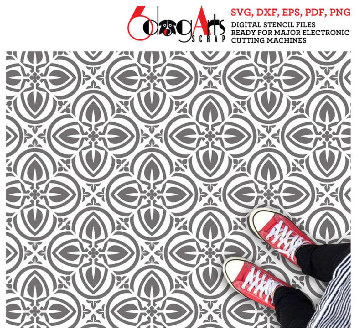 4 Digital Stencil Template Designs SVG Dxf Cut Files for Tile | Etsy