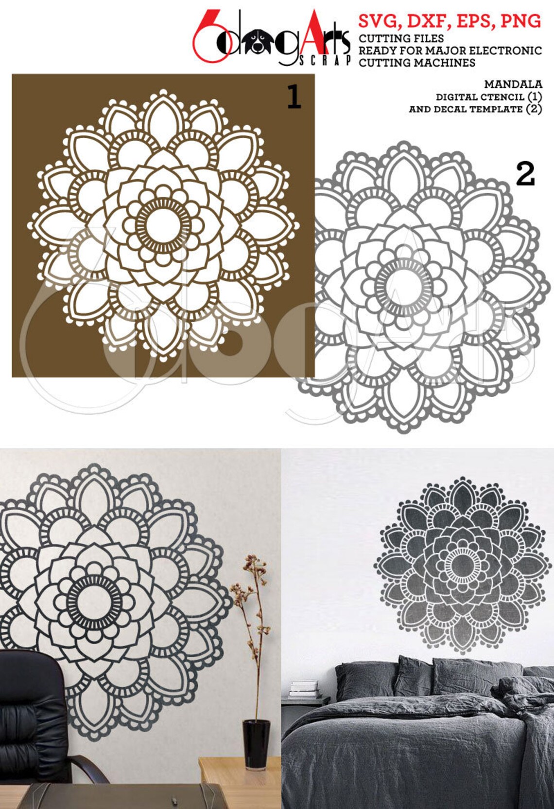 Mandala Digital Stencil / Decal Template Digital Cut Files SVG | Etsy
