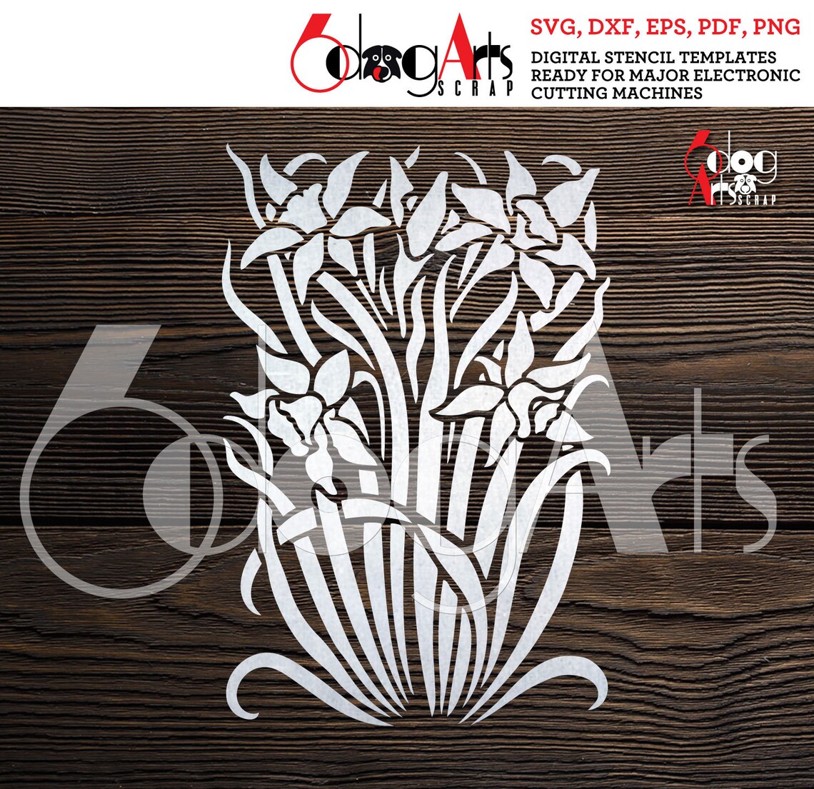 Daffodil Flower Digital Stencil Template SVG DXF Files Mylar - Etsy