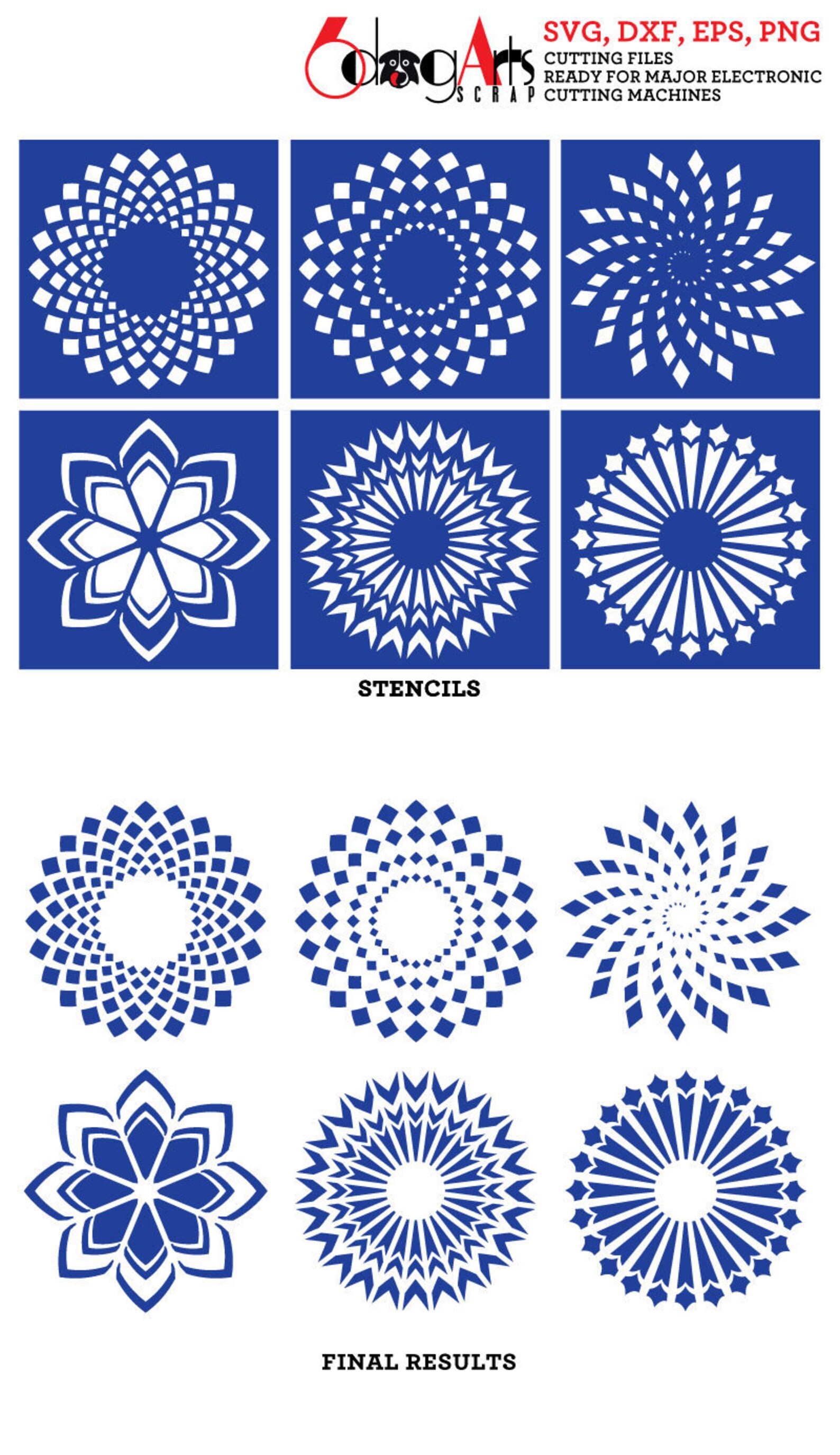 6 Digital Stencils SVG DXF Cut Files Pattern Template Crafting Wall ...