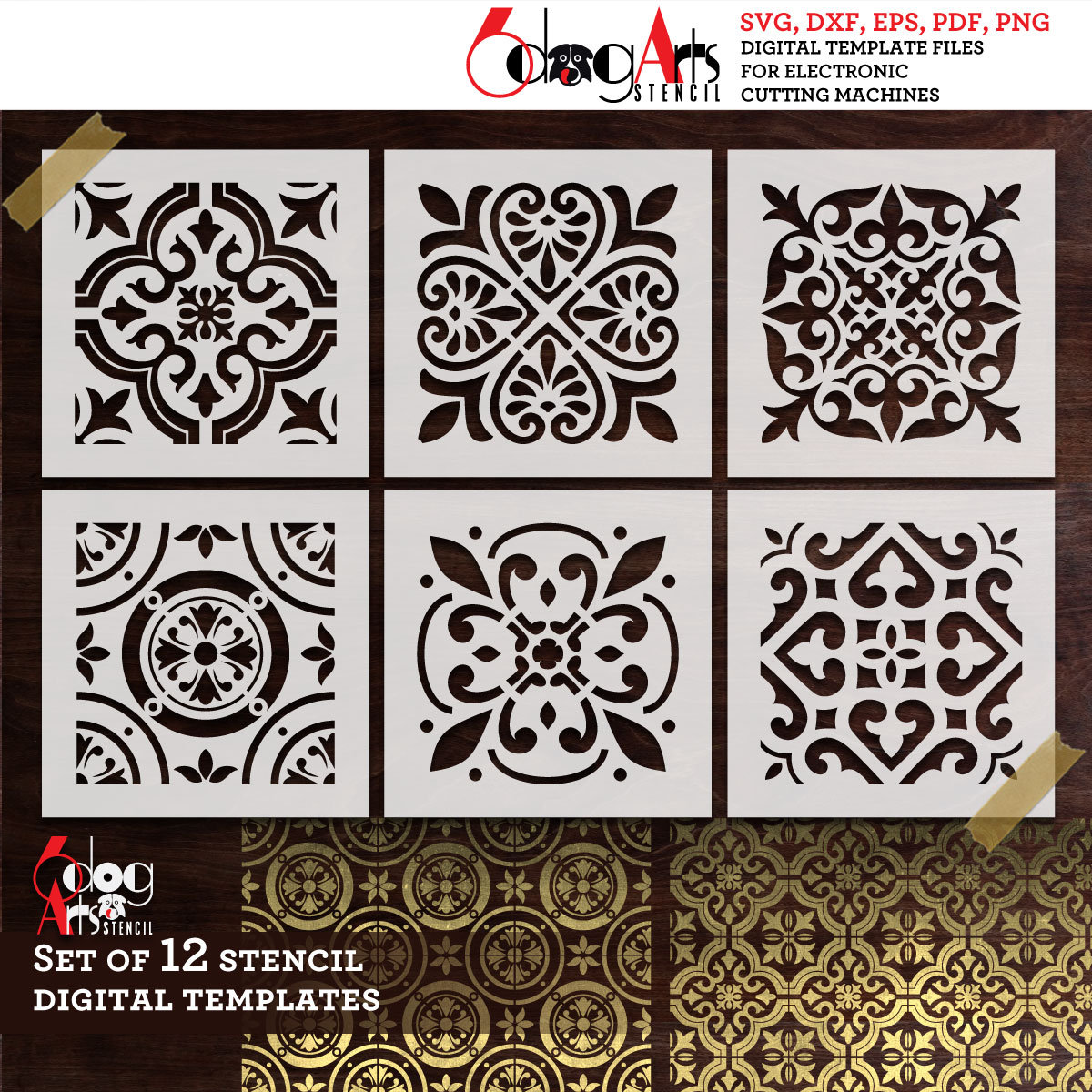 12 Stencil Digital Templates SVG DXF Files Download for Cricut Laser ...