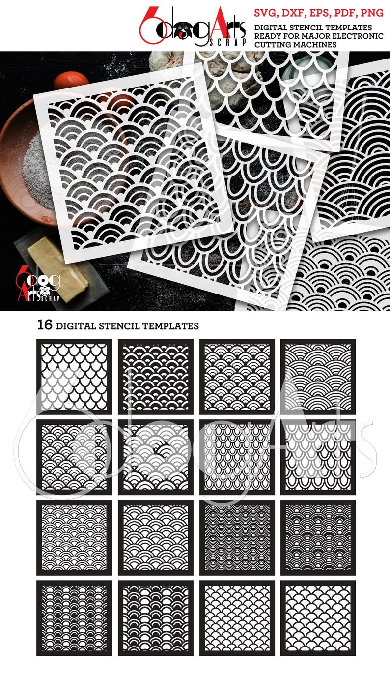 16 Fish Scale Digital Cookie Stencil Templates SVG DXF Files Download ...