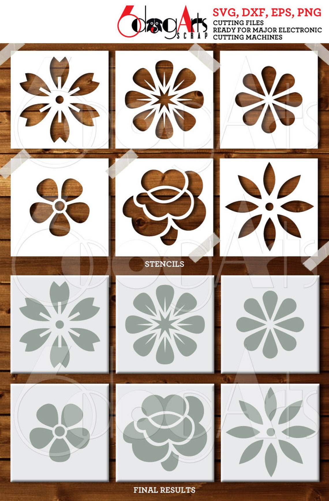 6 Tile Digital Stencil Template Designs SVG DXF Files Diy Mylar Film ...