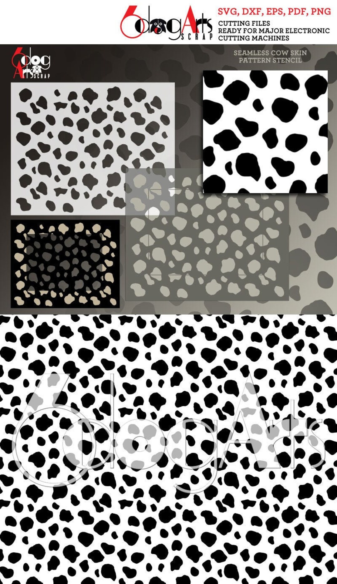 Seamless Cow Print Digital Pattern Stencil Vector Cut Files - Etsy
