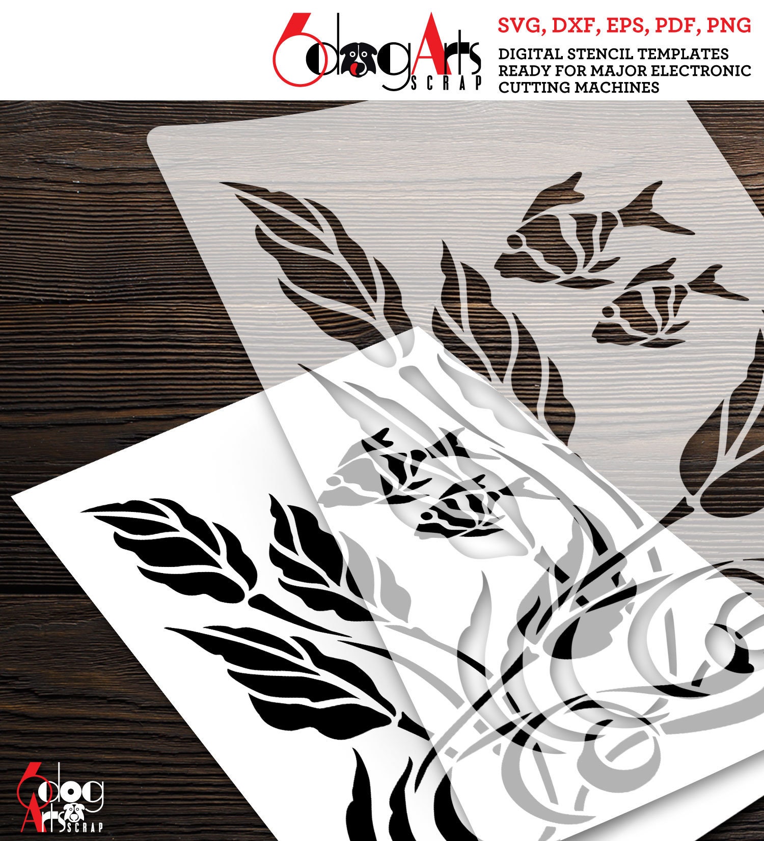 Floral Digital Stencil Templates SVG DXF Eps Pdf Png Files Mylar Film ...