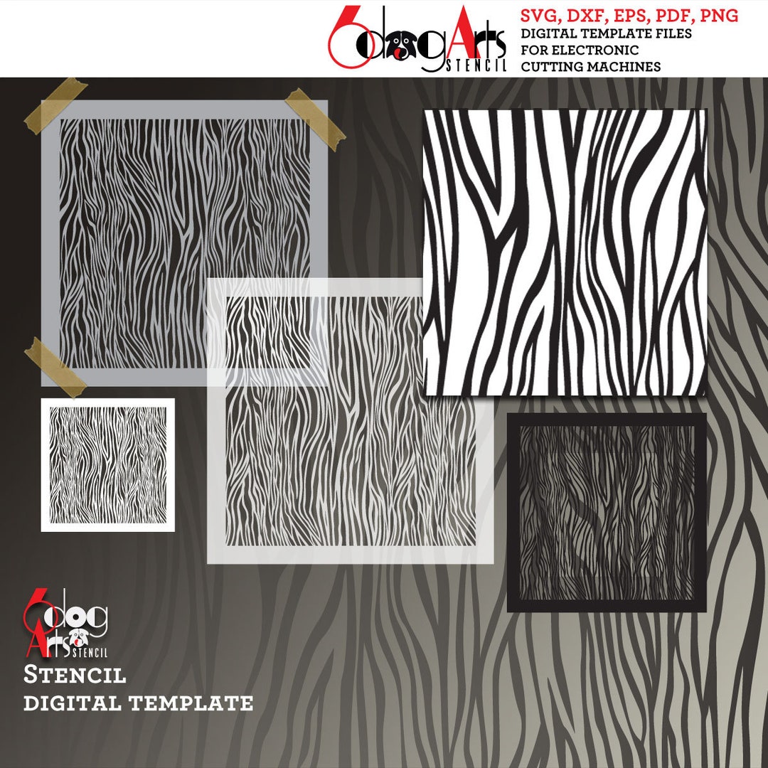 Seamless Zebra Print Digital Pattern Stencil Vector Cut Files SVG DXF ...