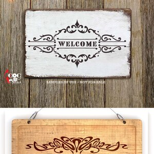 2 Welcome Sings Digital Stencil and Decal Templates Download SVG DXF ...