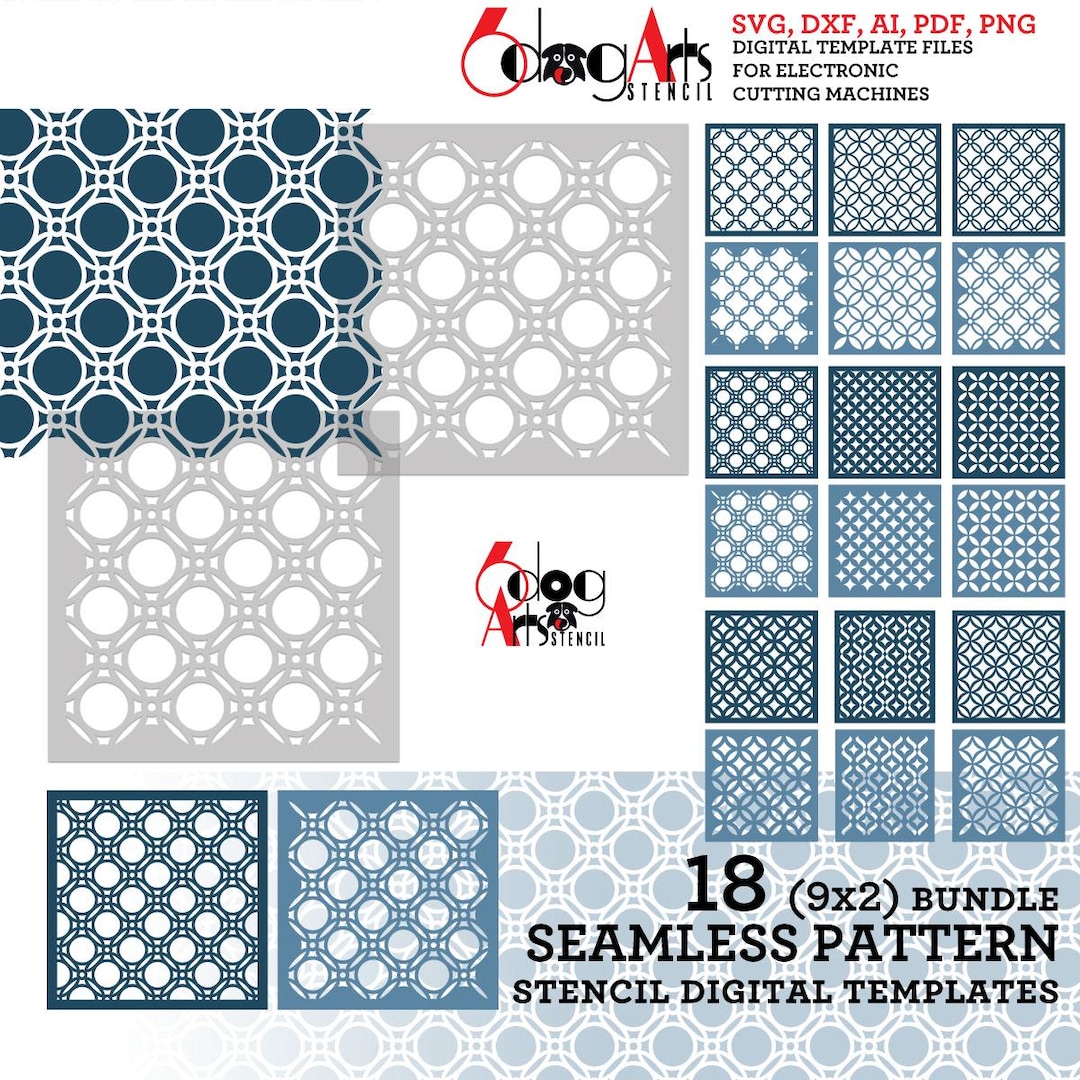 18 Seamless Pattern Digital Stencil Templates Vector SVG DXF Files ...