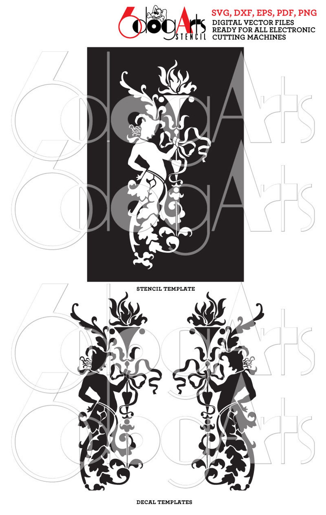 Baroque Design Stencil & Decal Digital Templates SVG DXF Files - Etsy