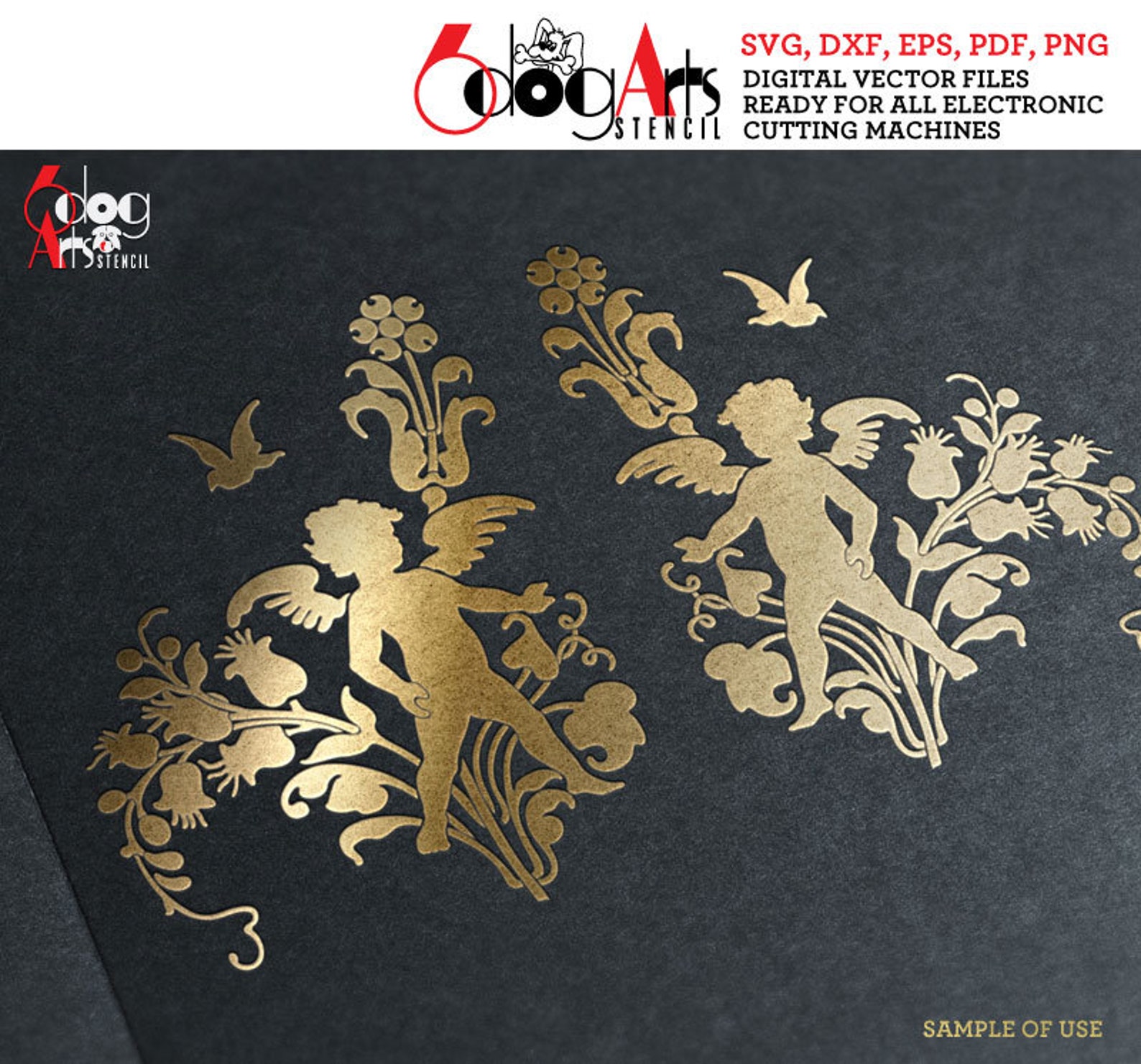 Baroque Cherub Stencil & Decal Digital Templates SVG DXF Files | Etsy