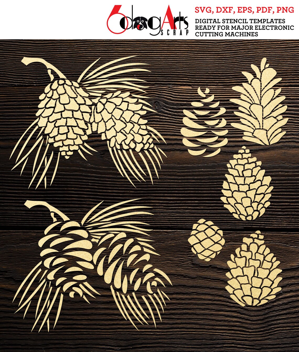 Pine Cones Digital Stencil Templates SVG DXF Vector Files - Etsy