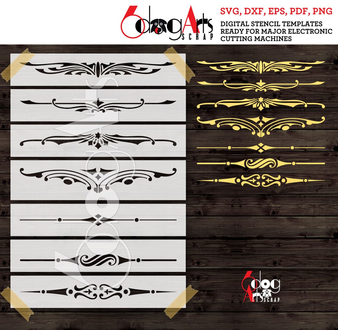 7 Elegant Divider Design Digital Stencil Templates SVG DXF | Etsy