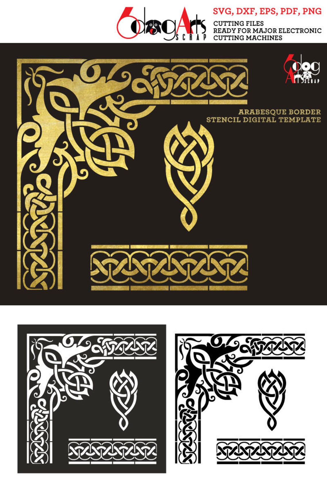 Damask Arabesque Border Stencil / Decal Digital Template SVG | Etsy