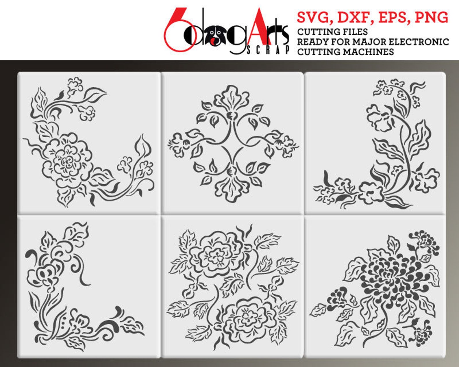 6 Victorian Tile Digital Stencil Template Designs SVG DXF Vector Files ...