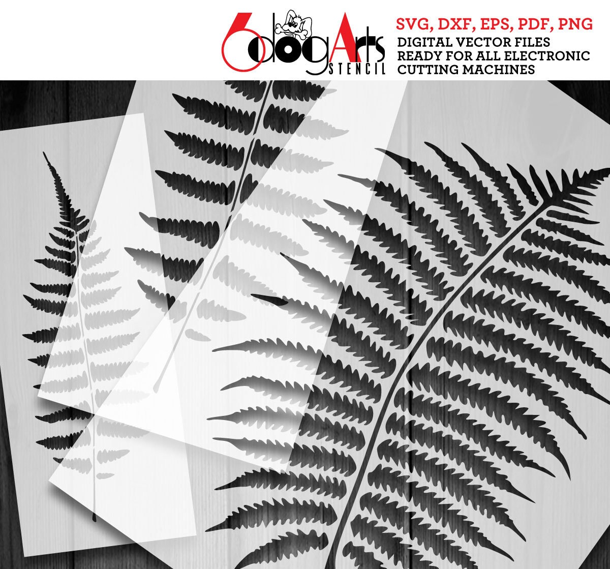 3 Fern Digital Stencil Templates SVG DXF Vector Files Mylar - Etsy Canada