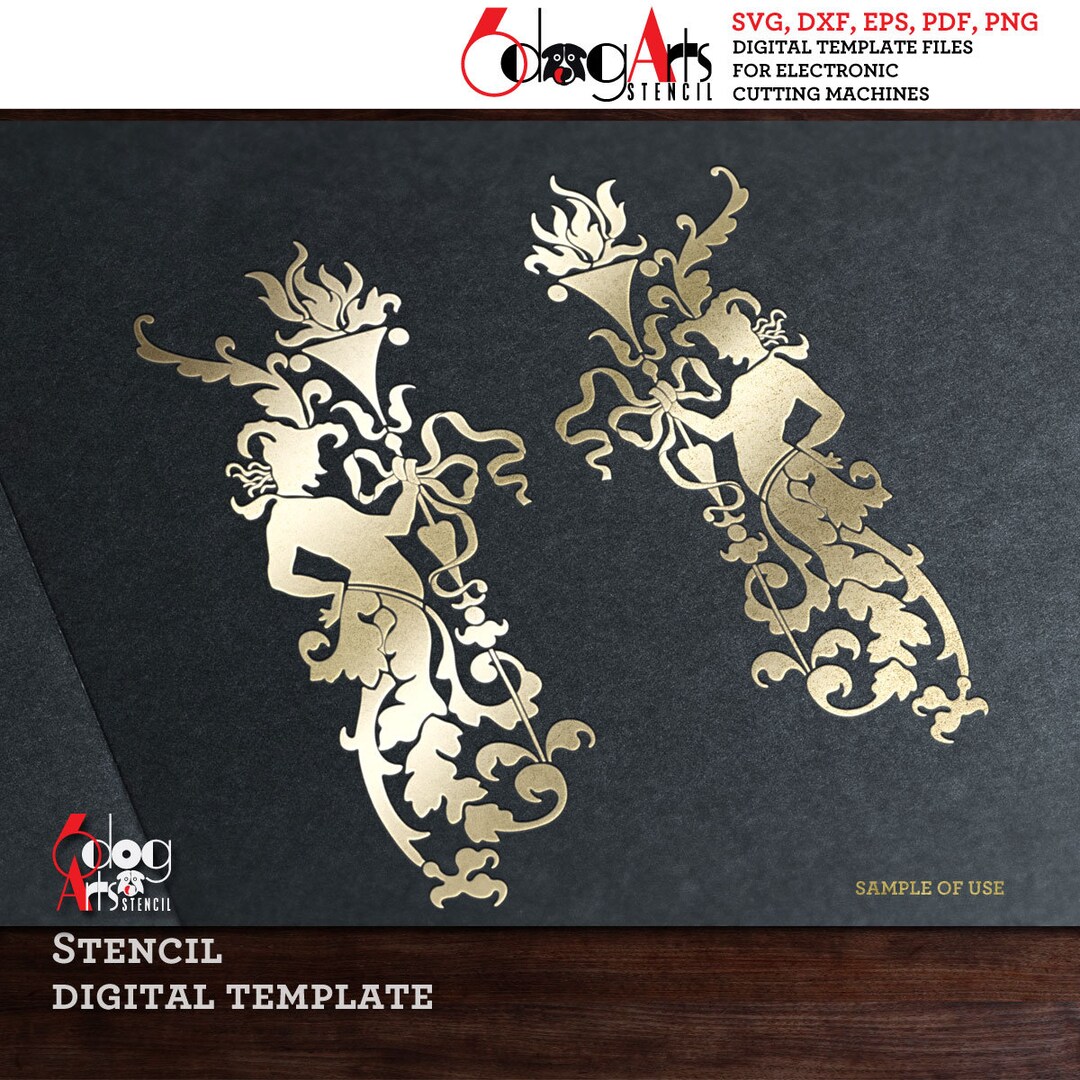 Baroque Design Stencil & Decal Digital Templates SVG DXF Files Vinyl ...