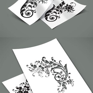 2 Baroque Stencil & 2 Decal Digital Templates SVG DXF Files Vinyl Mylar ...