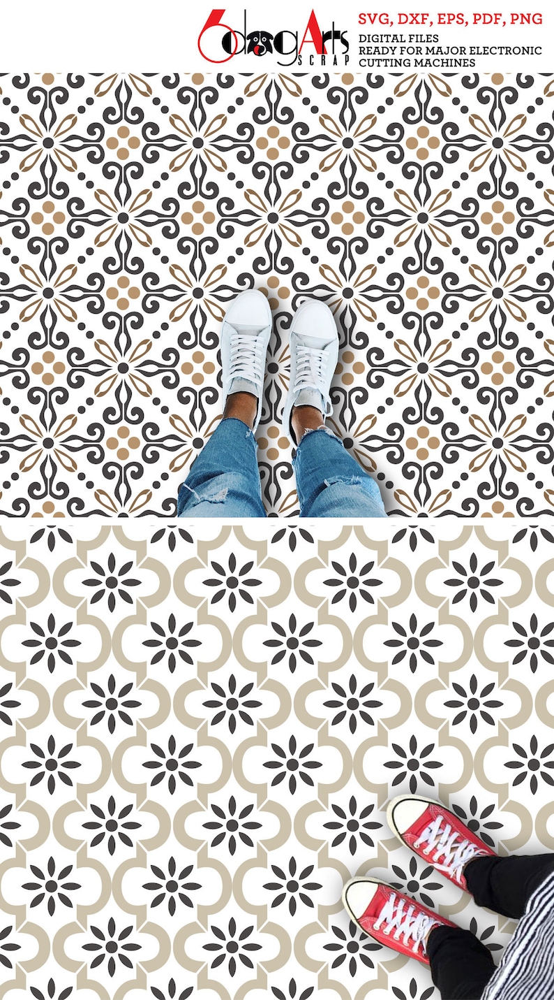 8 Tile, Wall, Floor, Cookie Stencil Digital Templates SVG DXF Files Diy ...