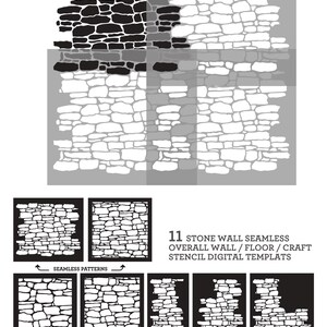 11 Stone Wall Seamless Allover Pattern Digital Stencil Templates Vector ...