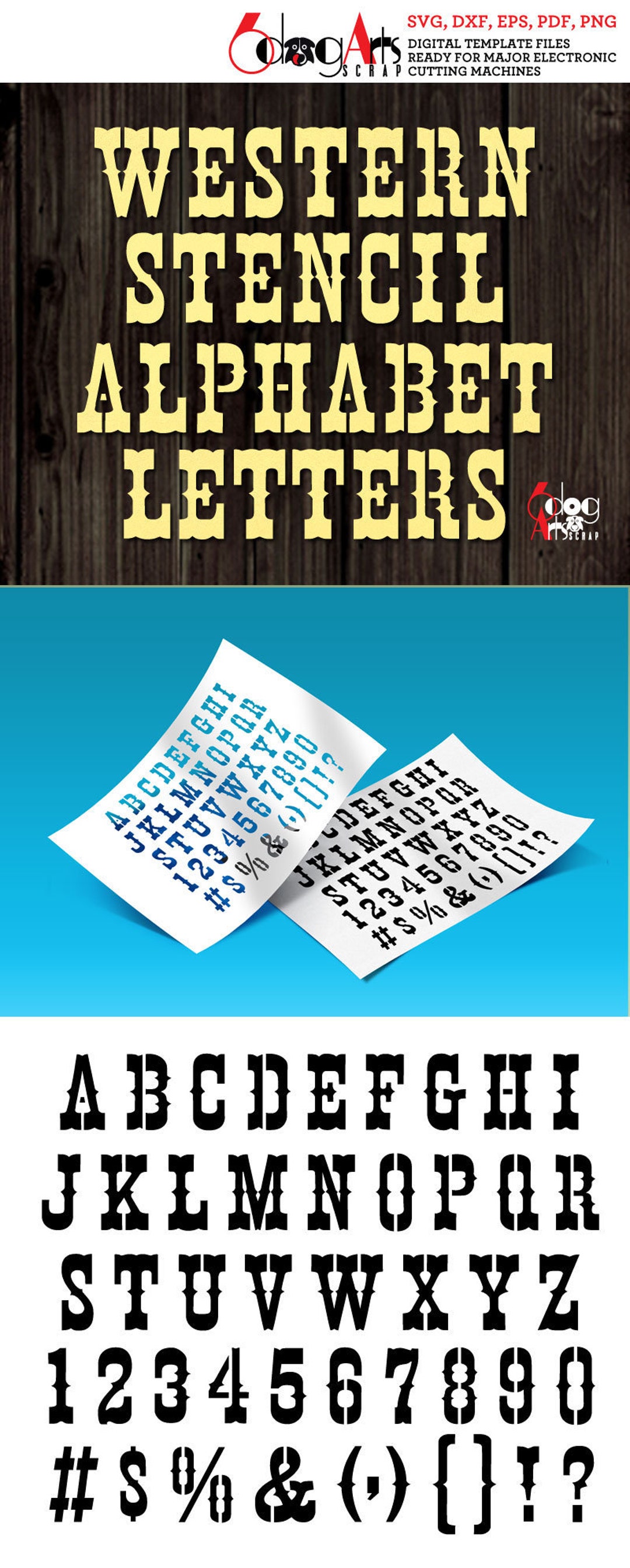 Western Alphabet Letters Digital Stencil Templates SVG DXF Diy - Etsy