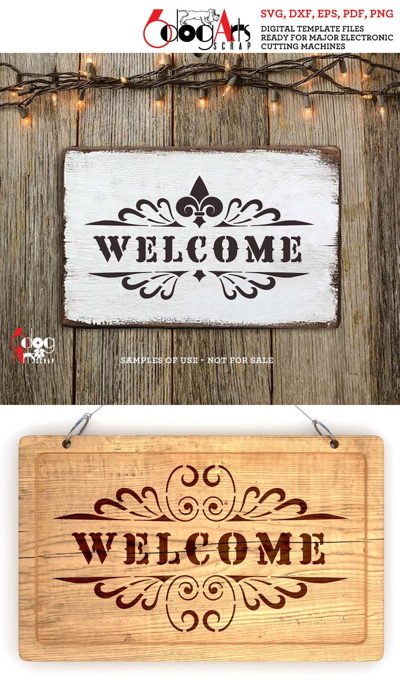 2 Welcome Sings Digital Stencil and Decal Templates Download | Etsy
