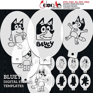 Bluey Digital Stencil Templates SVG DXF Vector Files Mylar Cutting Face ...