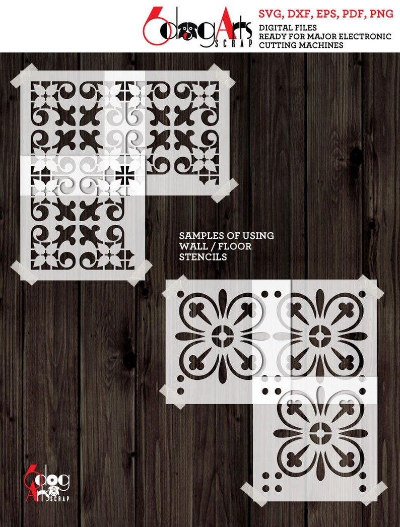 16 Tile, Wall, Floor, Cookie Stencil Digital Templates SVG Dxf Pdf ...