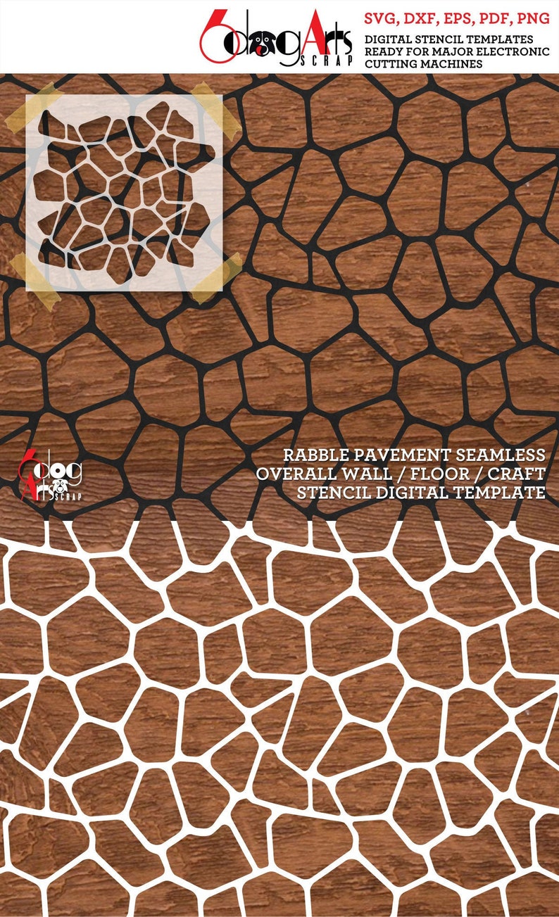 Rubble Pavement Stones Seamless Pattern Digital Stencil Template Vector ...