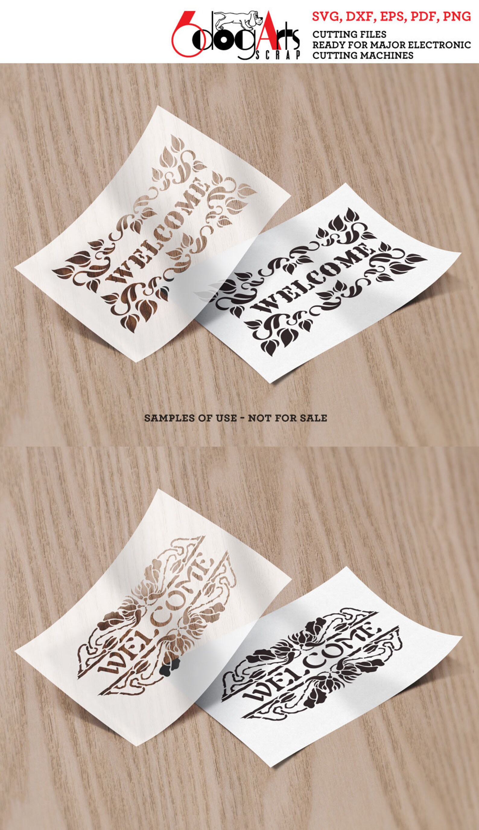 2 Welcome Sings Digital Stencil and Decal Templates Download SVG DXF ...