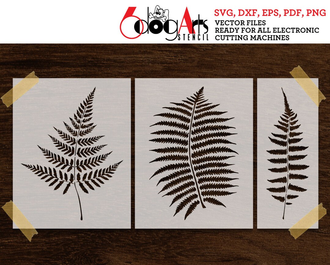 3 Fern Digital Stencil Templates SVG DXF Vector Files Mylar - Etsy