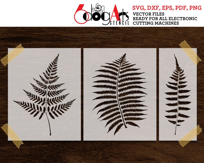 3 Fern Digital Stencil Templates SVG DXF Vector Files Mylar - Etsy Canada