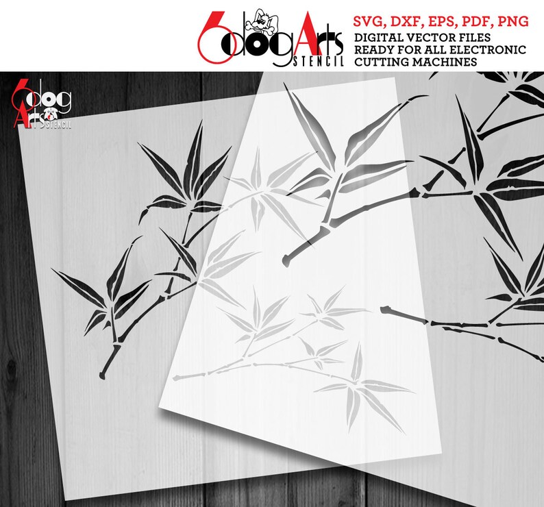 3 Bamboo Digital Stencil Templates SVG DXF Vector Files Mylar - Etsy