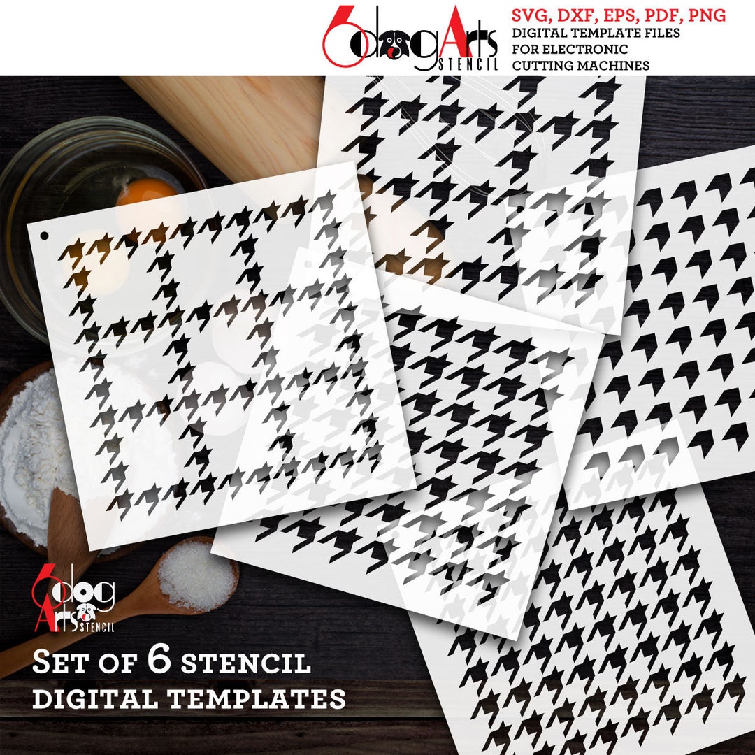 6 Houndstooth Pattern Digital Cookie Stencil Templates SVG DXF Download ...