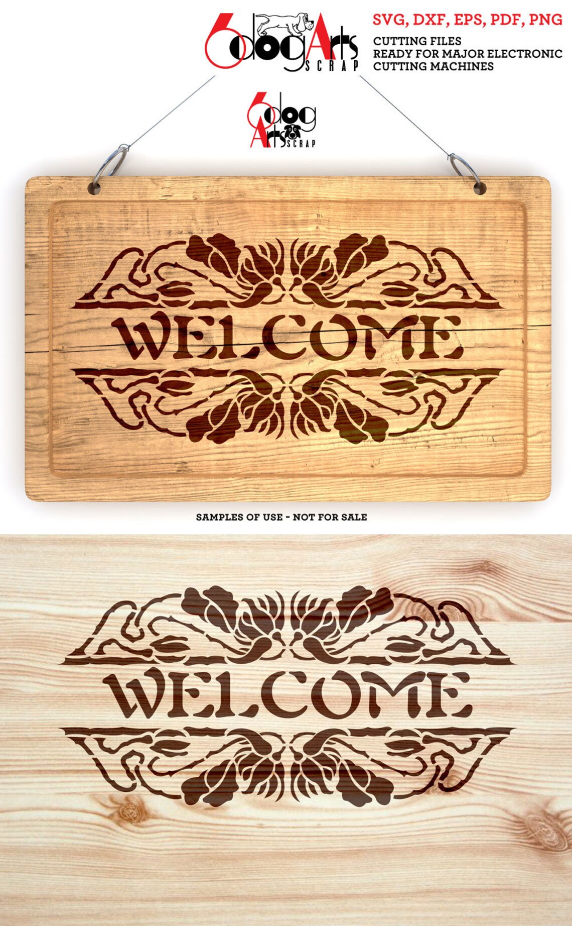 2 Welcome Sings Digital Stencil and Decal Templates Download SVG DXF ...