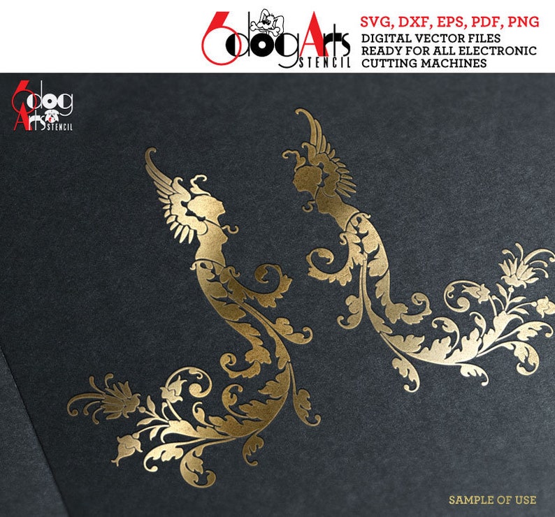 Baroque Design Stencil & Decal Digital Templates SVG DXF Files - Etsy