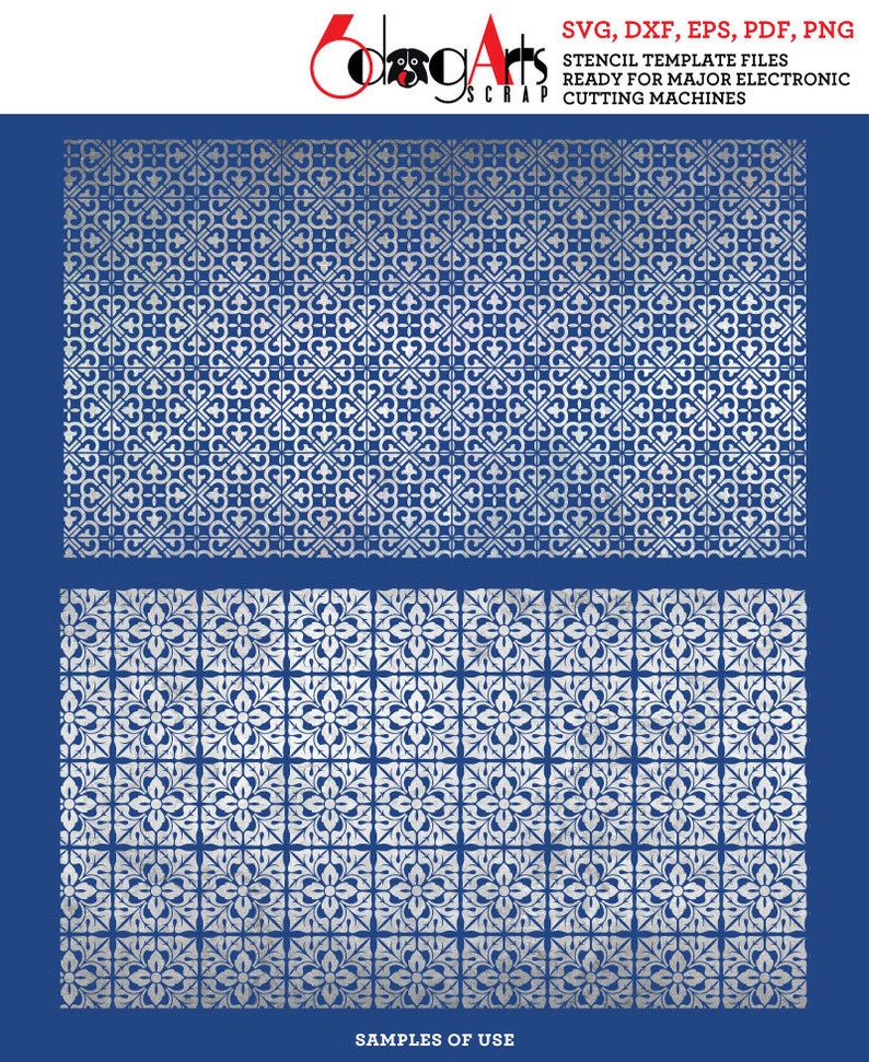 16 Tile, Wall, Floor, Cookie Stencil Digital Templates SVG Dxf Pdf ...