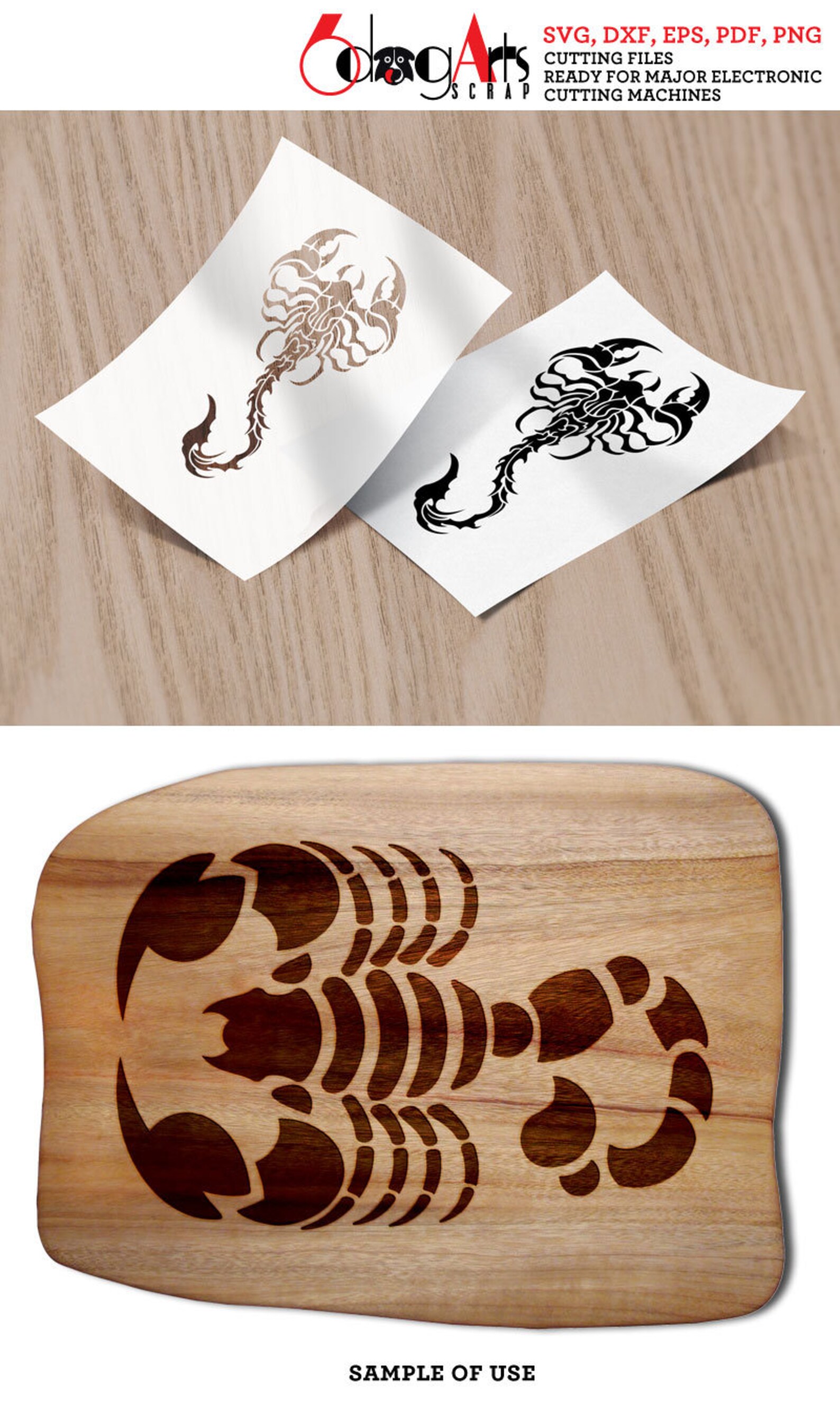 5+5 Tribal Scorpion Digital Stencil & Decal Templates SVG DXF Files ...