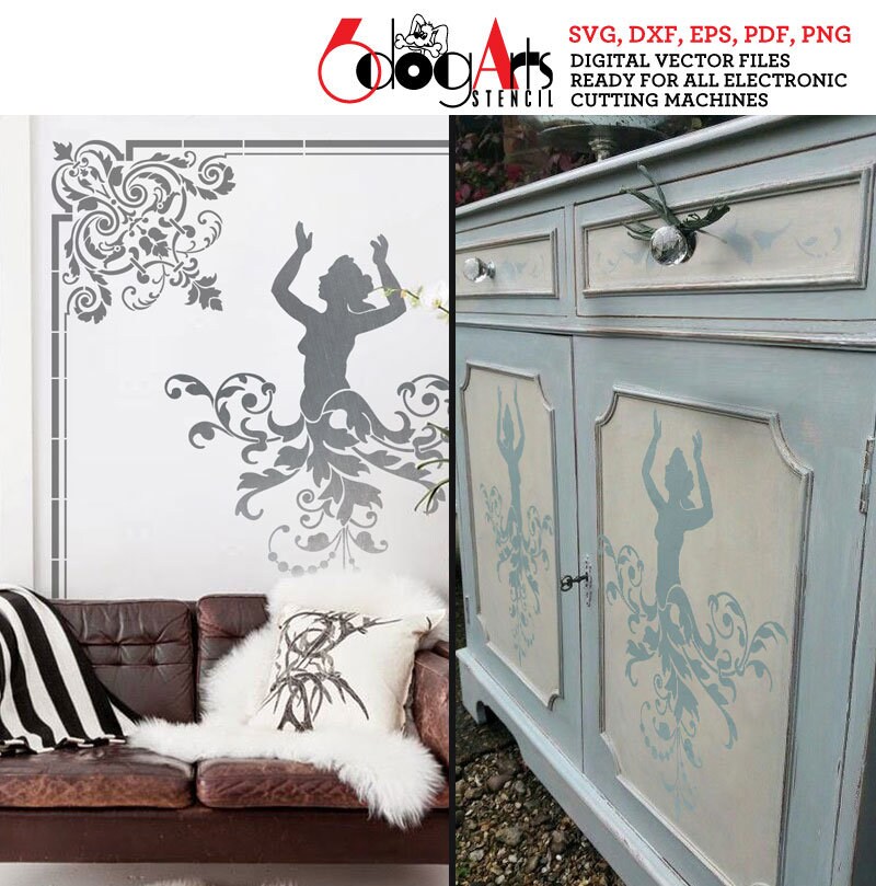 Baroque Design Stencil & Decal Digital Templates SVG DXF Files Vinyl ...