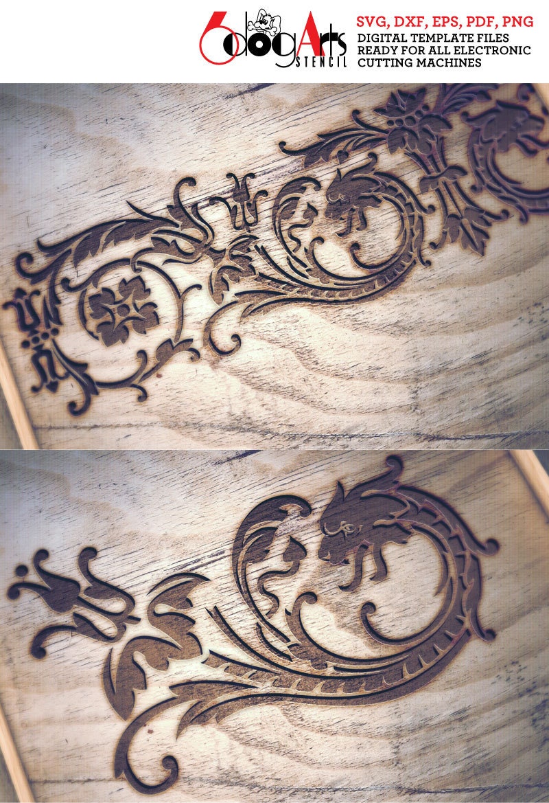 2 Baroque Stencil & 2 Decal Digital Templates SVG DXF Files Vinyl Mylar ...