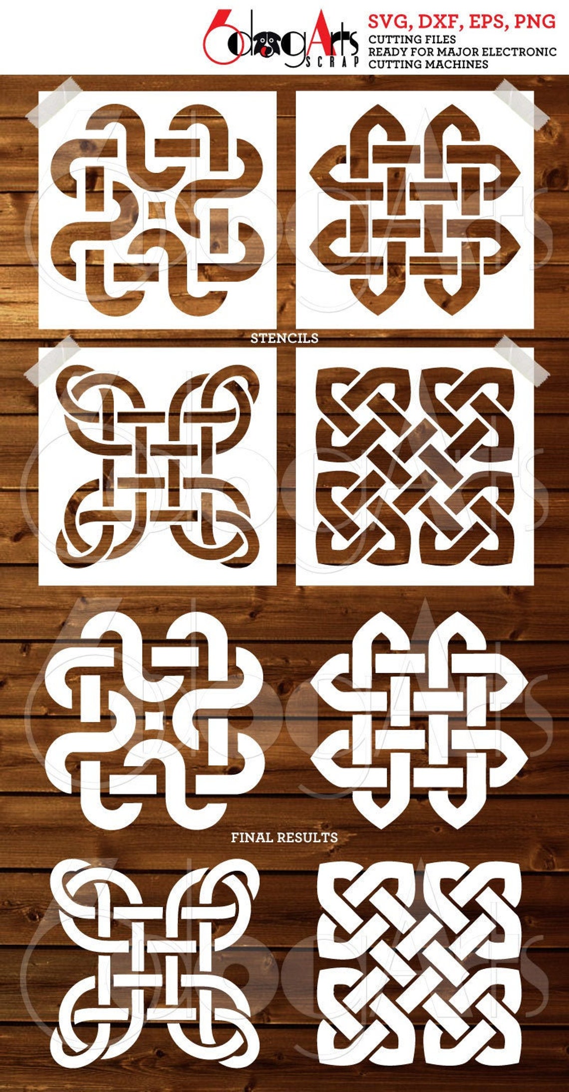 4 Celtic Tile Digital Stencil Template Designs SVG DXF Cut - Etsy