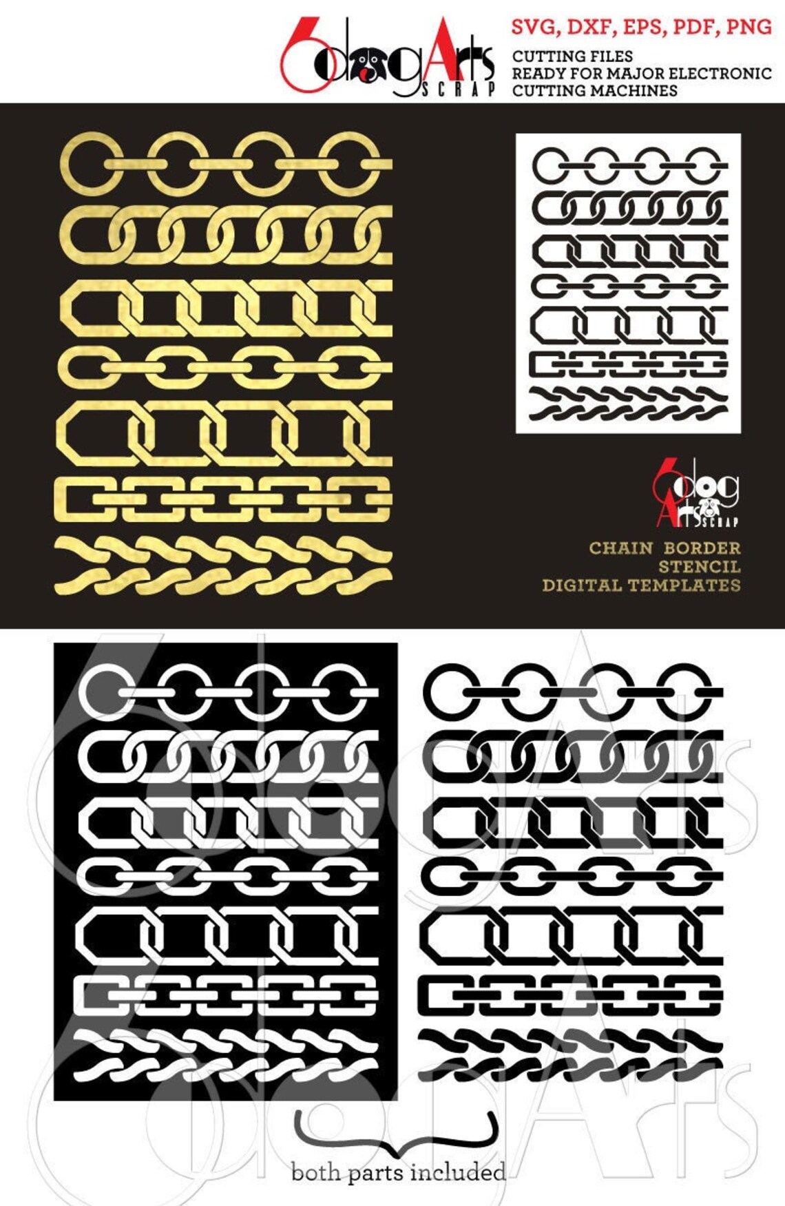 Chain Borders Stencil and Decal Digital Templates SVG DXF Cut - Etsy