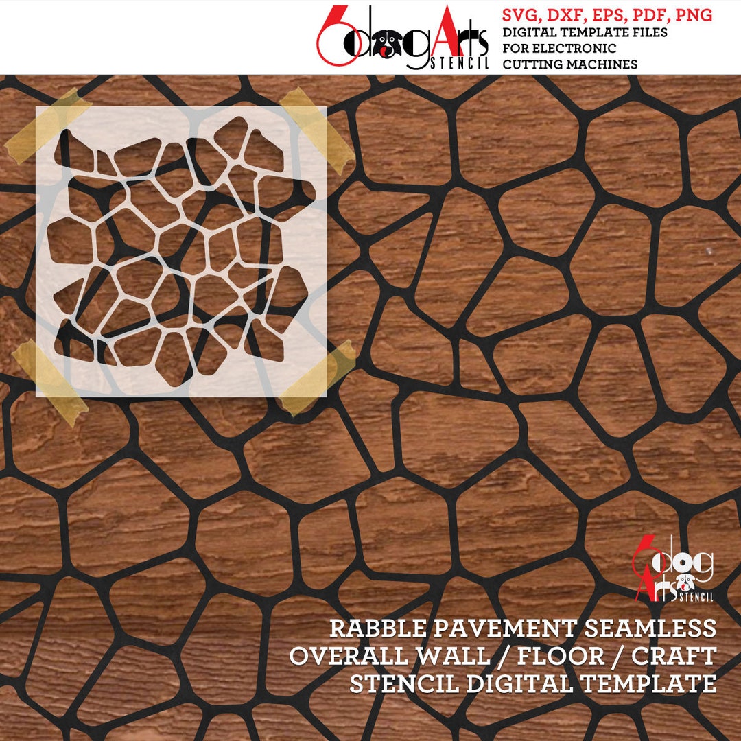 Rubble Pavement Stones Seamless Pattern Digital Stencil Template Vector ...