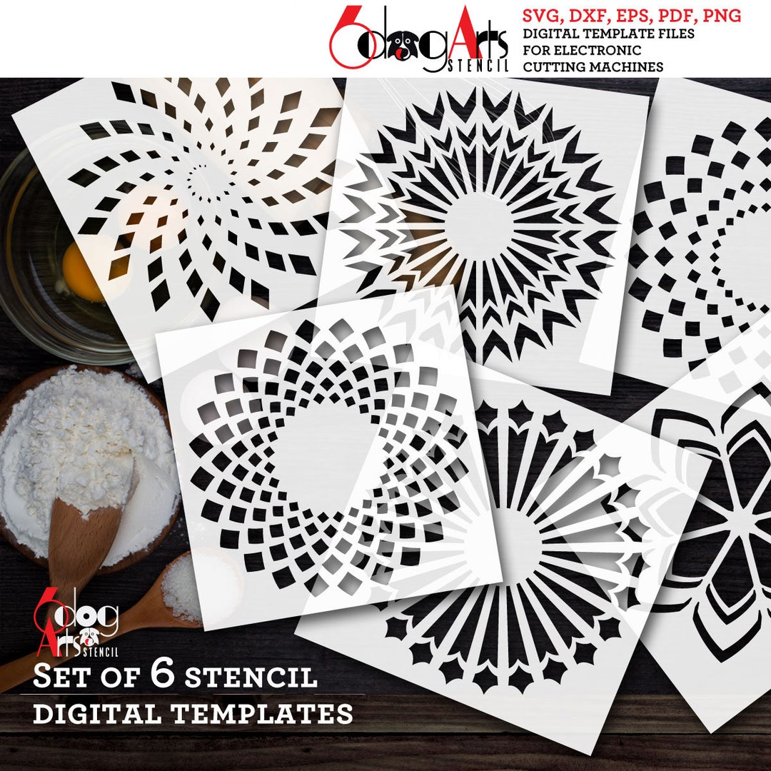 6 Digital Stencils SVG DXF Cut Files Pattern Template Crafting Wall ...