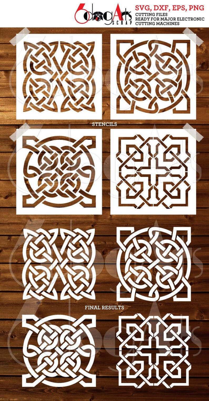 4 Celtic Tile Digital Stencil Template Designs SVG DXF cut | Etsy