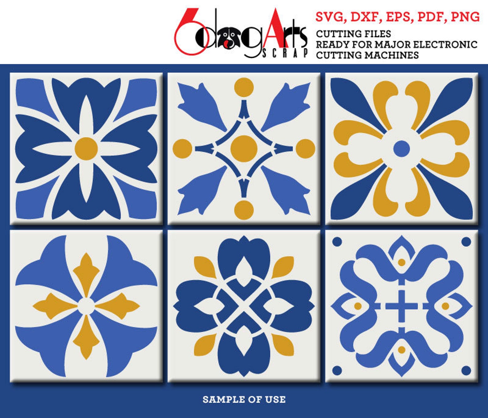 6 Mexican Talavera Tile Digital Stencil Templates SVG DXF Cut | Etsy ...