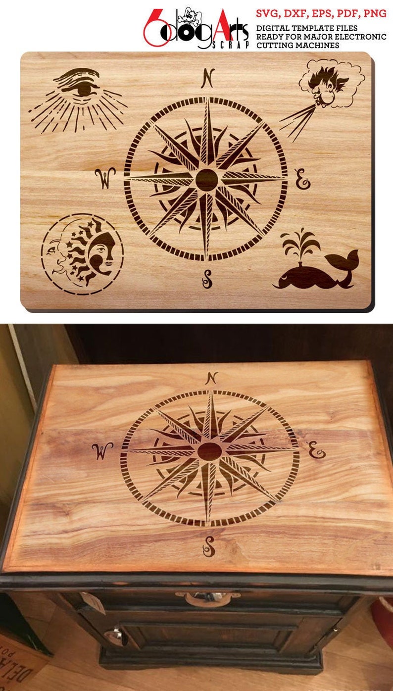 Antique Compass Rose Stencil / Decal Digital Templates SVG DXF - Etsy