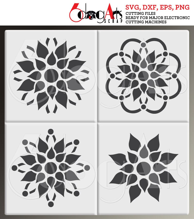 4 Tile Digital Stencil Template Designs SVG DXF cut files diy | Etsy