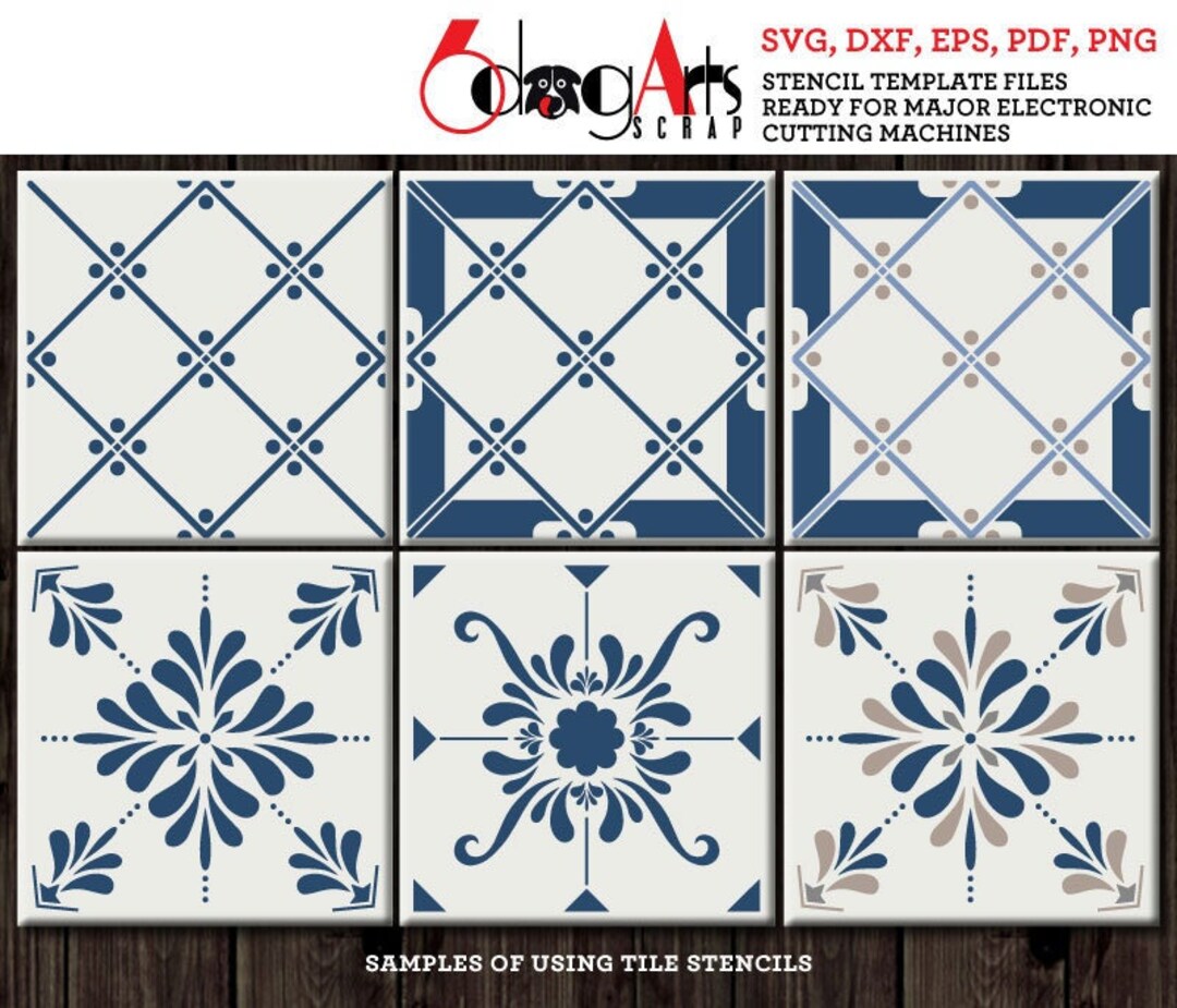 4 Tile Wall Floor Allover Digital Stencil Template Designs SVG - Etsy
