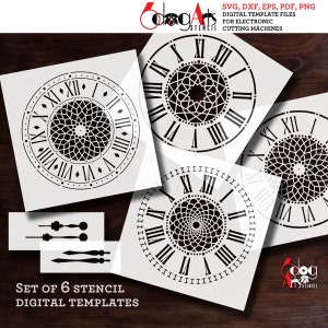 4 Clock Face Digital Stencil Templates SVG DXF Vector Files Mylar Film ...